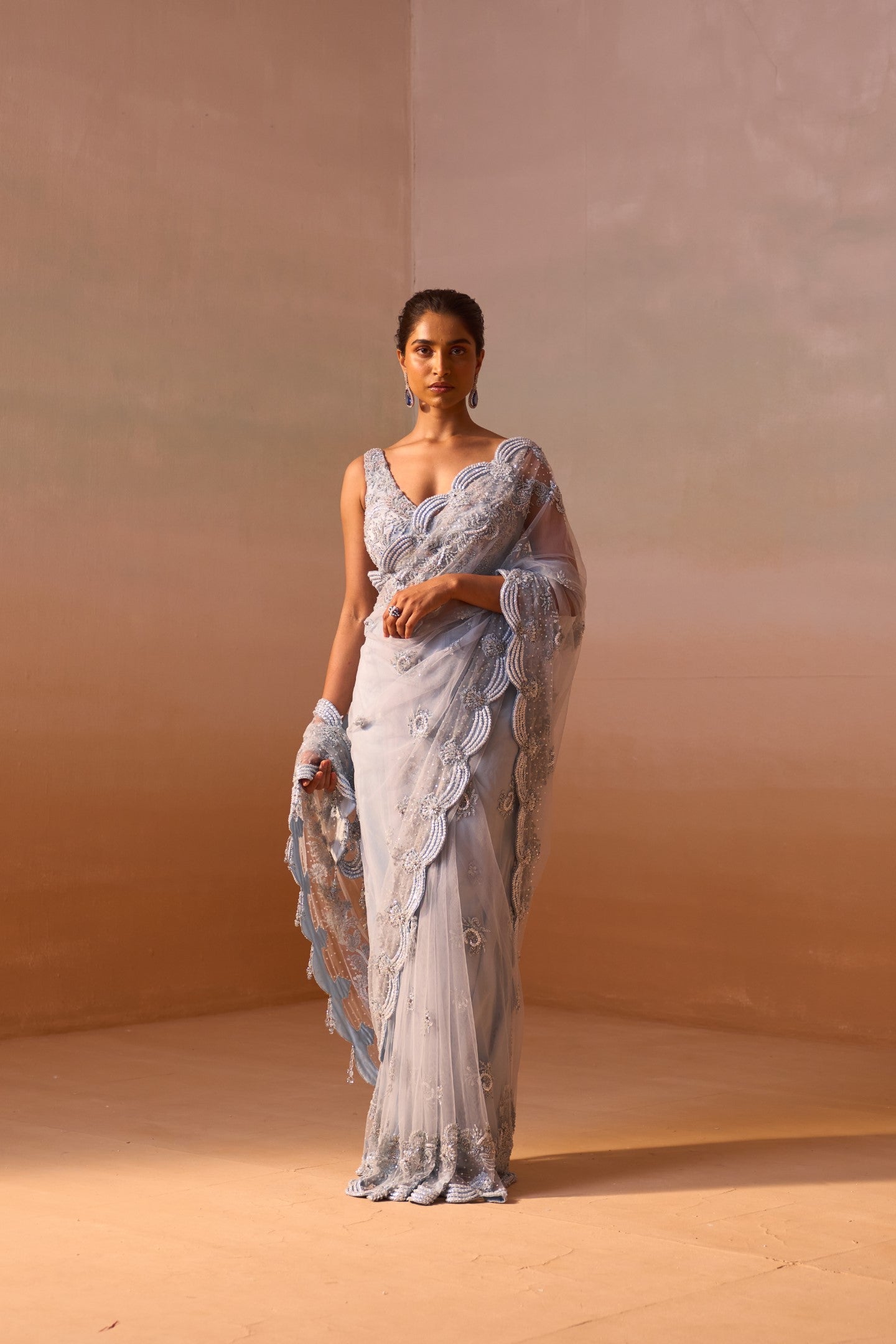 POWDER BLUE SAREE – Nitika Gujral