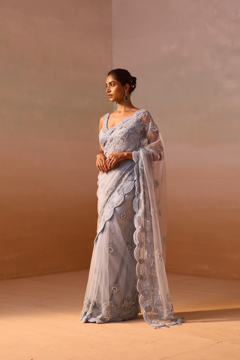 POWDER BLUE SAREE – Nitika Gujral