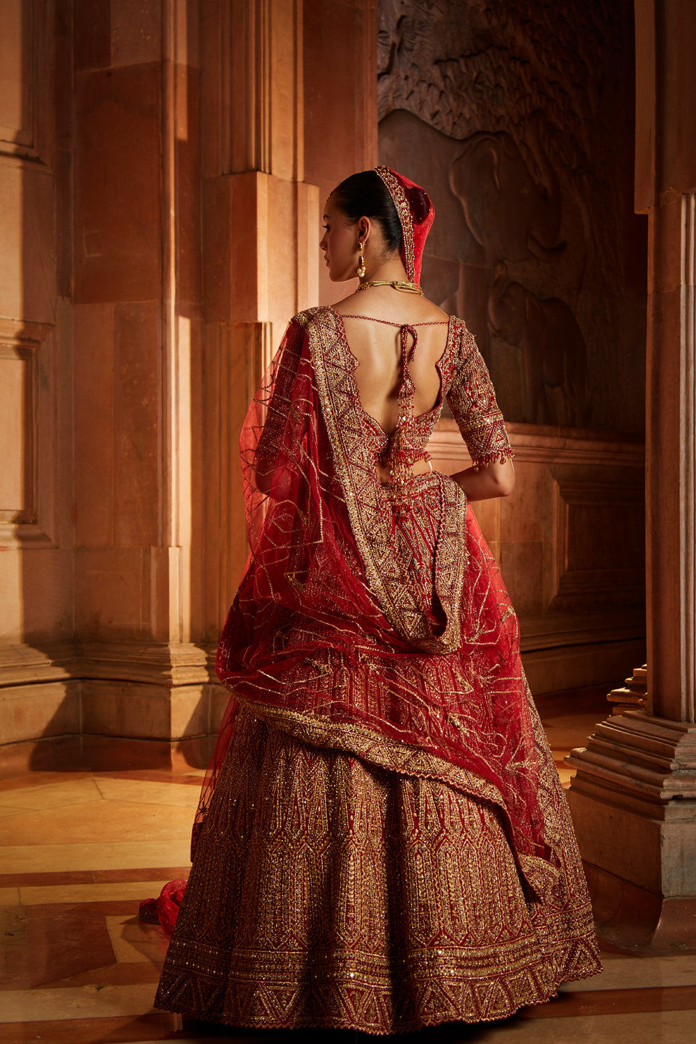 Deep Red Bridal Lehenga Choli Set – Nitika Gujral