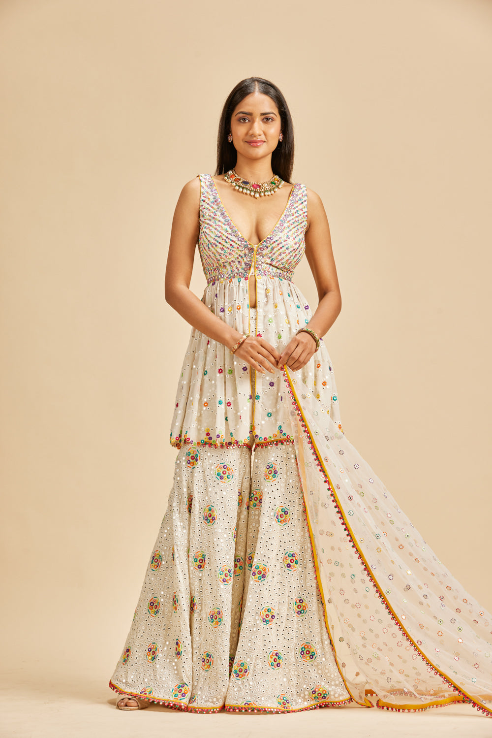 Off White Garara Set – Nitika Gujral