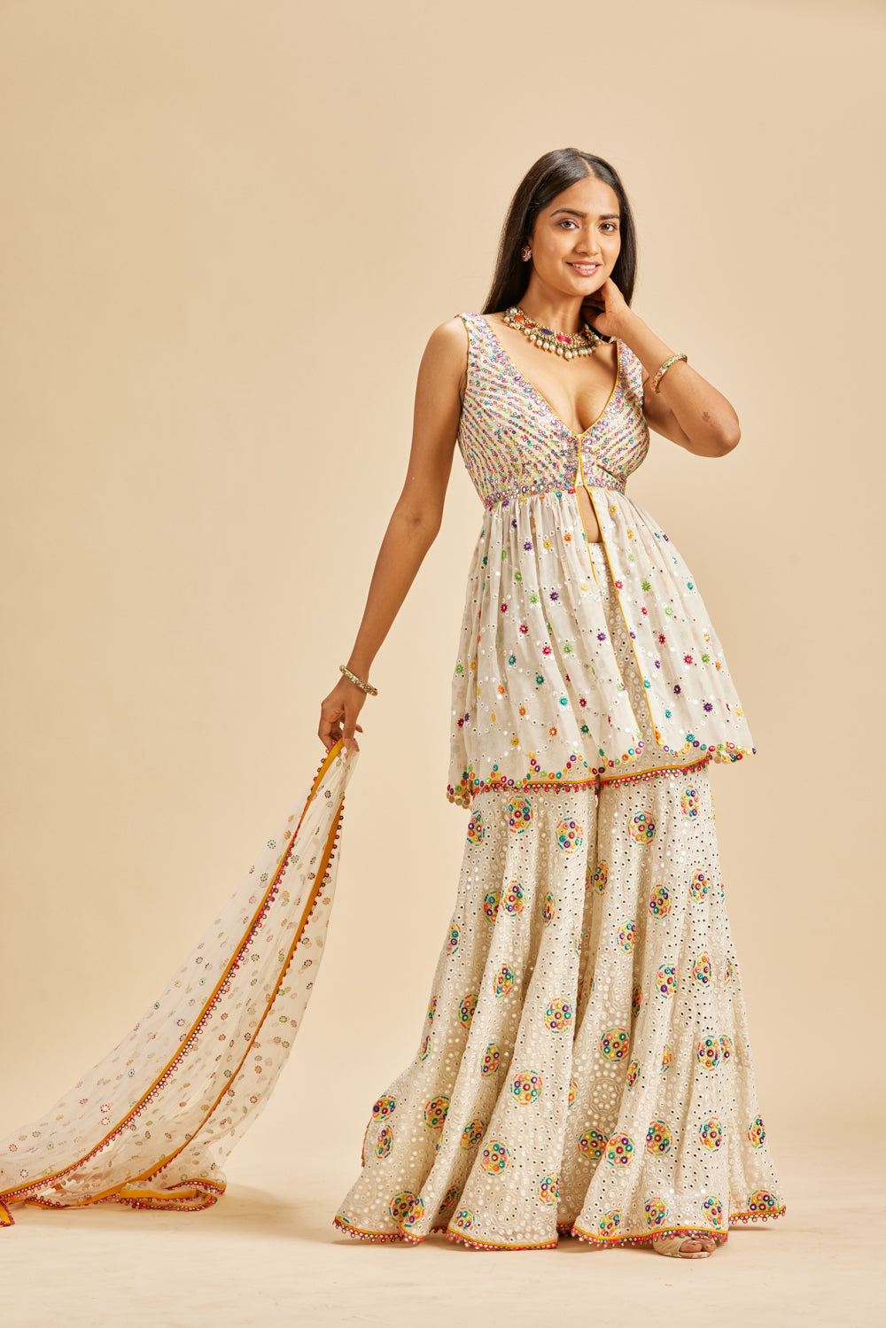 Off White Garara Set – Nitika Gujral