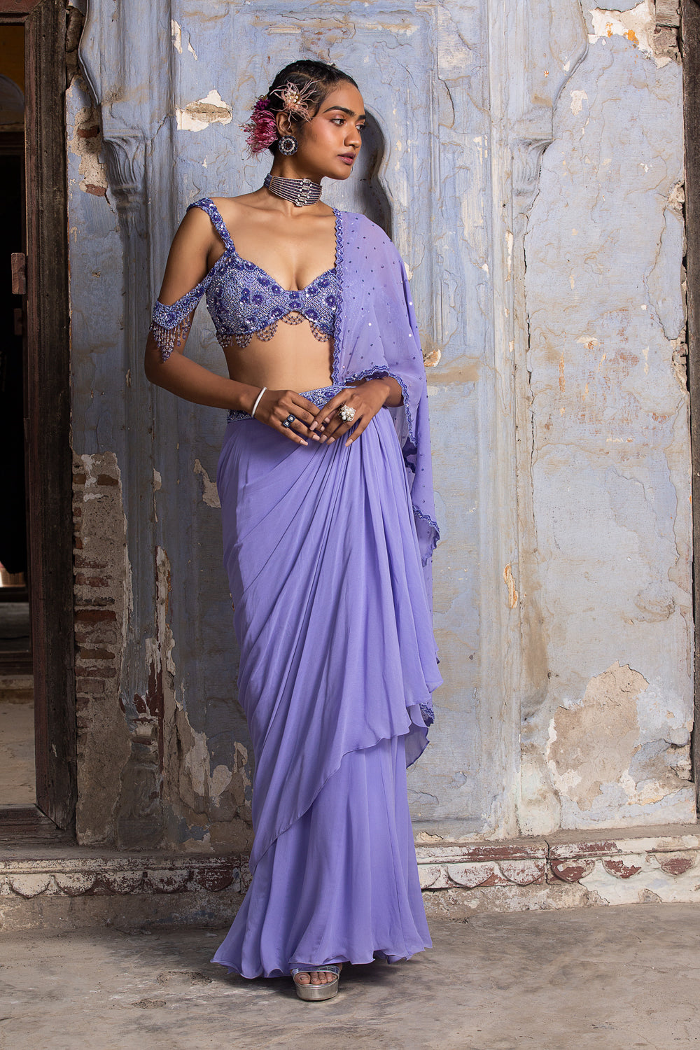 Lilac Drape Saree – Nitika Gujral